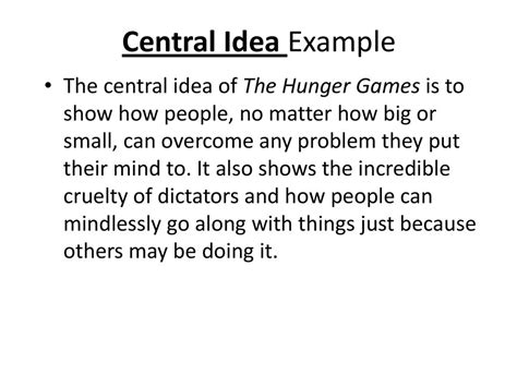 Central Idea Examples Central Idea Examples