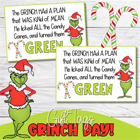 Grinch Day Candy Cane Note Tag Etsy