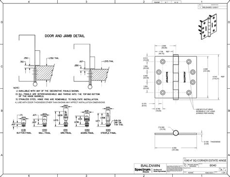 Baldwin 1040044i Lifetime Satin Brass 4 X 4 Square Corner Brass Hinge