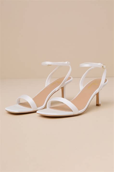 Satin Kitten Heel Sandals White Sandals Low Heel Sandals Lulus