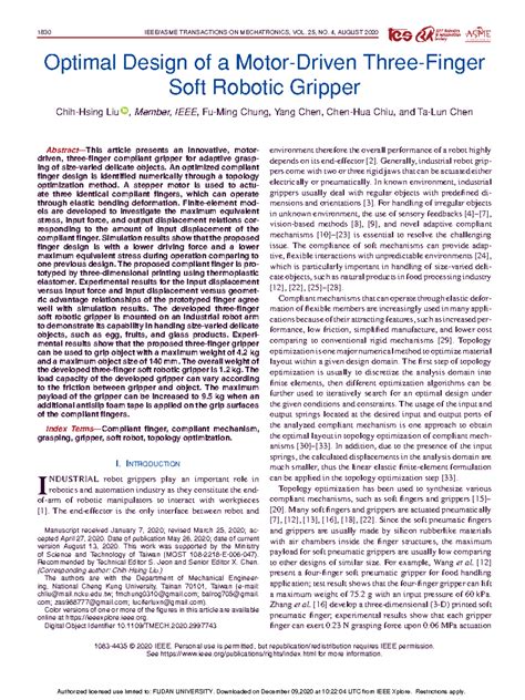 Optimal Design Of A Motor Driven Three Finger Soft Robotic Gripper