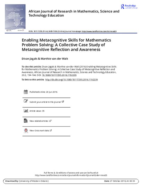Pdf Enabling Metacognitive Skills For Mathematics Problem Solving A