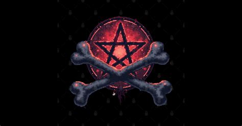 Crossed Bones With A Pentagram Goth Pixel Art Tapestry Teepublic