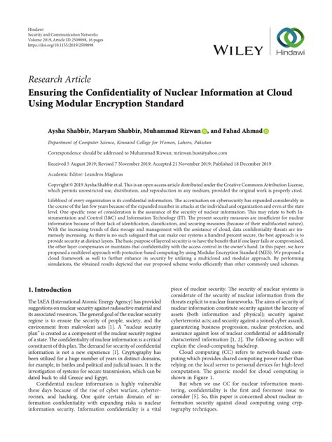 Pdf Ensuring The Confidentiality Of Nuclear Information At Cloud