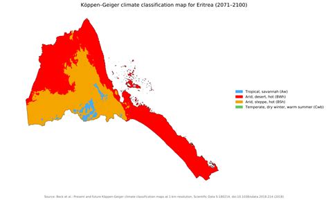 Köppen Geiger Climate Classification Map For Eritrea 2071 2100 Map Eritrea Climates