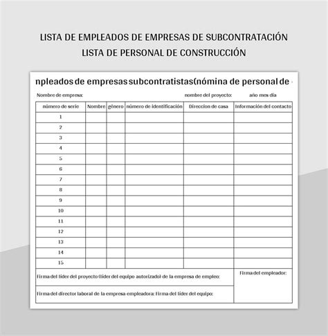 Plantillas Lista De Personal Para Excel Gratis Y Hojas De Cálculo De
