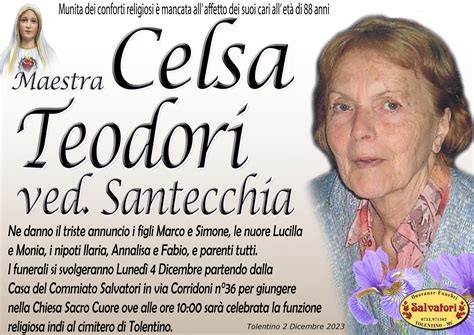 Celsa Teodori Ved Santecchia Onoranze Funebri Salvatori