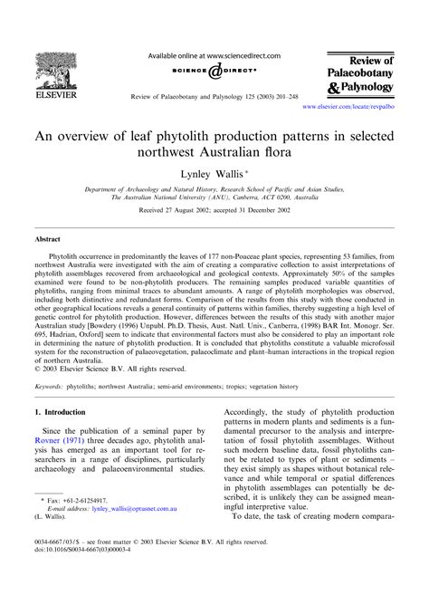 Solution An Overview Of Leaf Phytolith Production Studypool