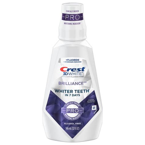 Crest 3d White Brilliance Pro Mouthwash 1l Alcohol Free Whitening Mouthwash With Fluoride And