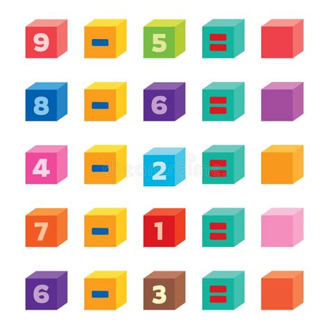 Math Exercise With Colorful Cubes Stock Illustration Illustration Of Printable Addition