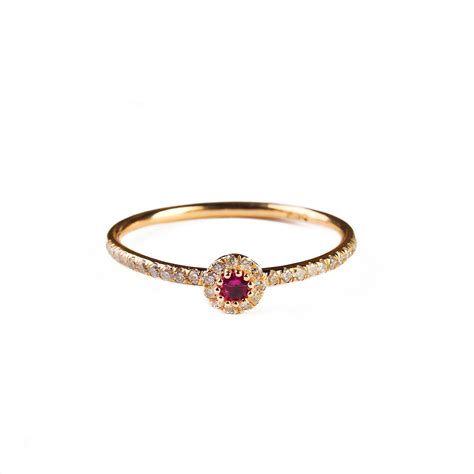 14k Gold Ruby Ring Dainty Ruby Ring Ruby Stacking Ring Etsy