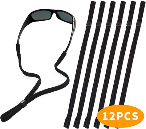 Zhuying Pack Of 12 Black Glasses Strap Sports Sunglasses And Eyeglasses