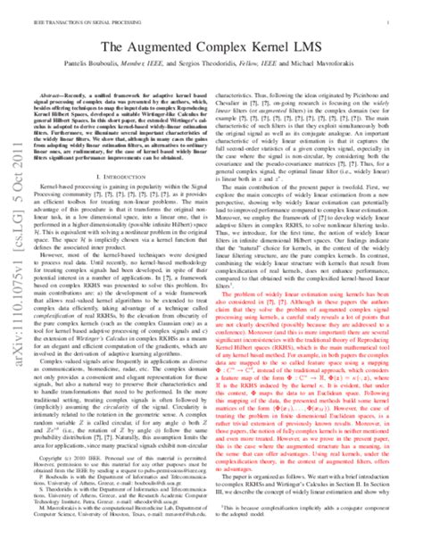 Pdf The Augmented Complex Kernel Lms