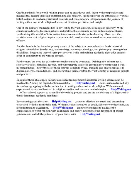 Thesis For World Religion Paper Pdf