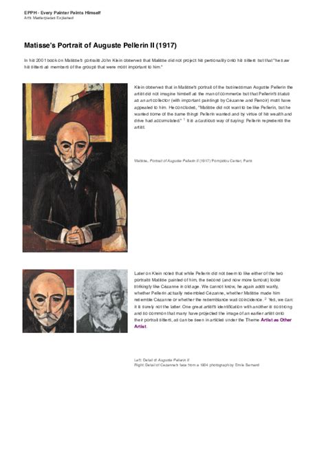 Pdf Matisses Portrait Of Auguste Pellerin Ii 1917