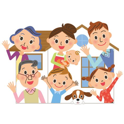 矢量的幸福家庭插图图片 公寓前的温馨家庭矢量插图素材 高清图片 摄影照片 寻图免费打包下载