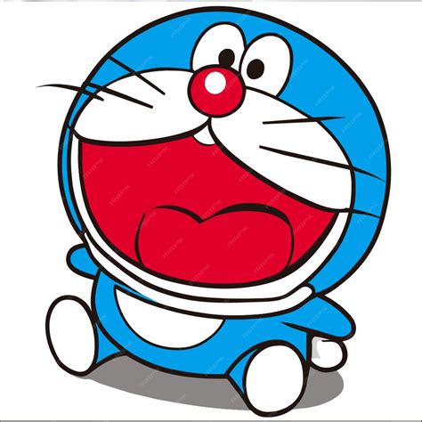 Doraemon Schöne Lachende Vektor Illustration Kawaii Premium Ki Generierter Vektor