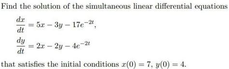 Answered Find The Solution Of The Simultaneous Linear Differential
