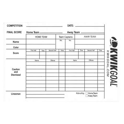 Printable Soccer Score Sheets