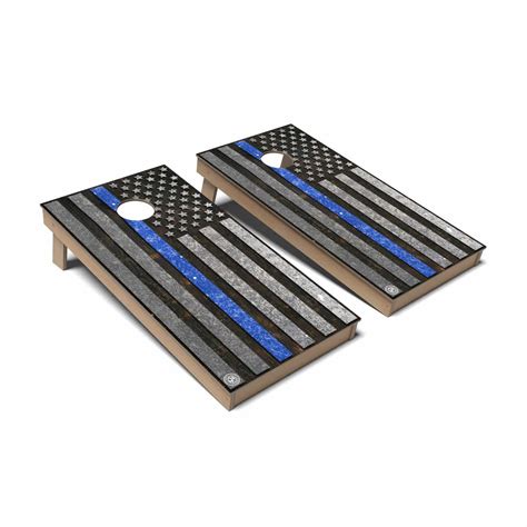 Thin Line Flag Cornhole Boards Backyard