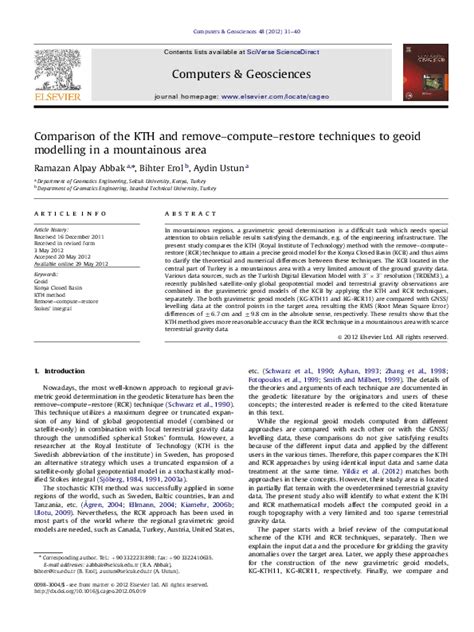 Pdf Comparison Of The Kth And Remove Compute Restore Techniques To