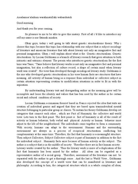 11 Genetic Structuralism Pdf World View Human Behavior