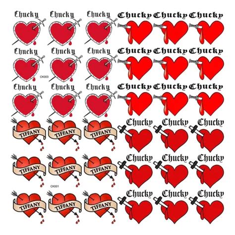 Coktak 36 Pcs Novia De Chucky Tatuaje Corazón Para Mujeres H Envío Gratis