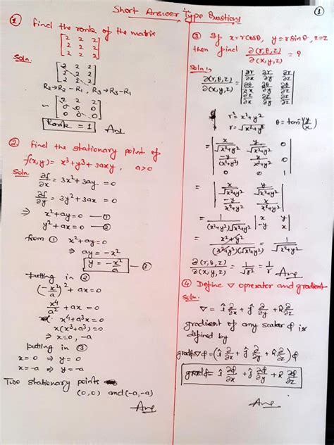 Maths 1 Short Answer Questions With Solutions 2022 23 7 Pdf