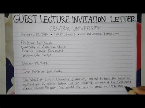 How To Write An Invitation Letter For Guest Lecture Step By Step