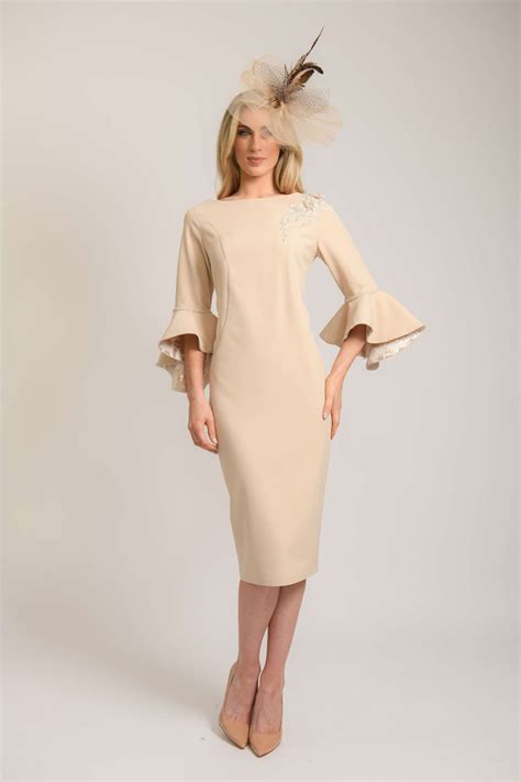 Anoola D308 Gold Bell Sleeve Dress Blush Boutique