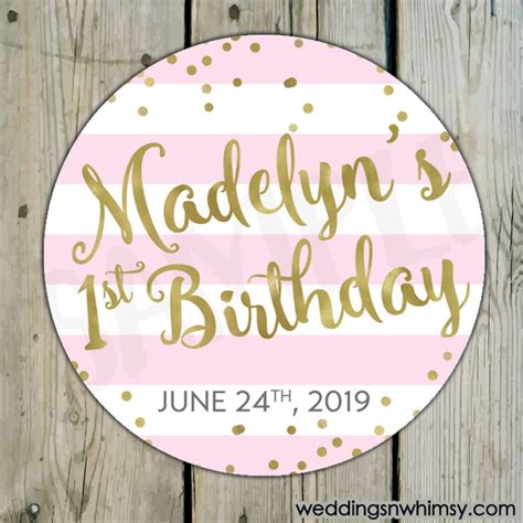 First Birthday Favor Stickers Custom 1st Birthday Sticker Label