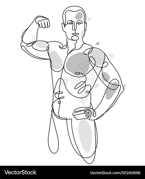 Athletic Man Torso Linear Male Beauty With Vector Image