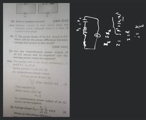 A B 29 What Is Wattless Current[cbse 2012]ans Wattless Current I