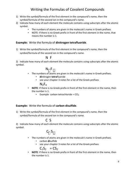 Covalent Compounds Examples List