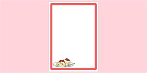 Simple Blank Scone With Cream And Jam Page Border Twinkl