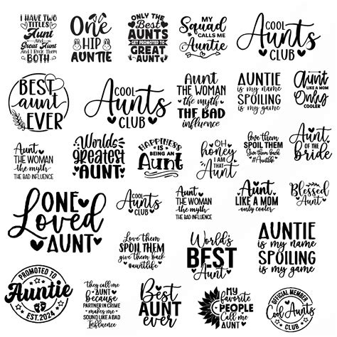 Aunt Svg Bundle Aunt Clipart For Cricut Auntie Quotes Silhouette Aunt Vector T Shirts