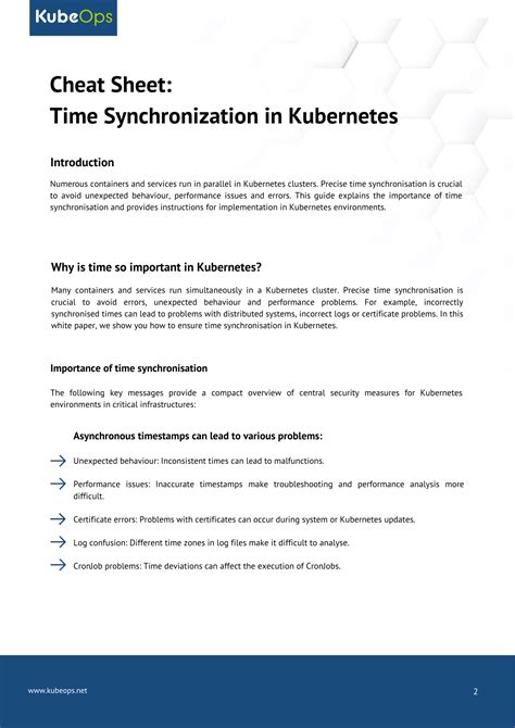 Cheat Sheet Time Synchronisation In Kubernetes