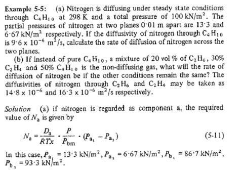 Solved Example 5 5 A Nitrogen Is Diffusing Under Steady