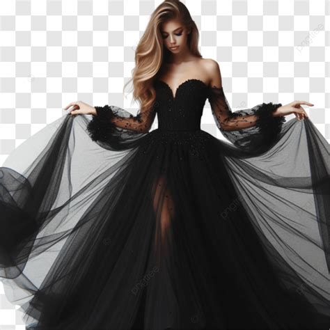 Vestido De Noche Largo Negro Fiesta De Graduación En Png Dibujos