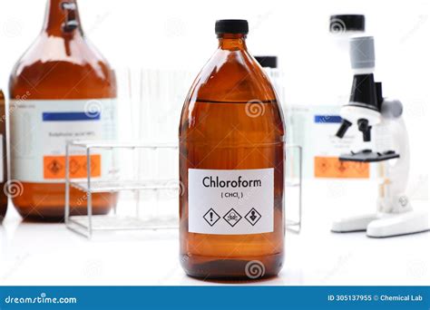 Chloroform In Bottle Chemical In The Laboratory And Industry Stock Image