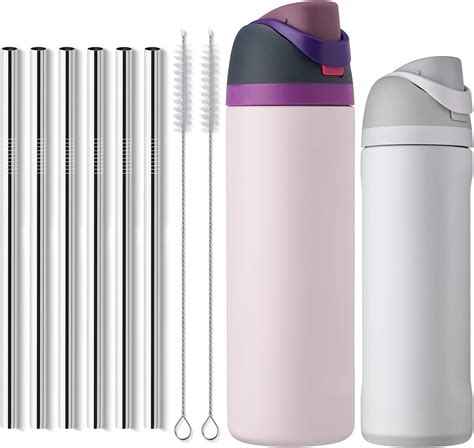 6 Pack Metal Straws Reusable Compatible With Owala