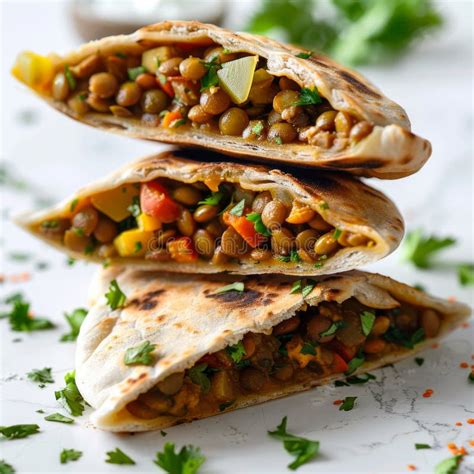 Delicious And Healthy Lentil Wraps With Fresh Vegetables Perfect For A