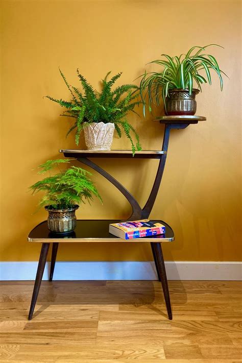 Mid Century Atomic Plant Stand Retro Interior Design Bedroom Plants