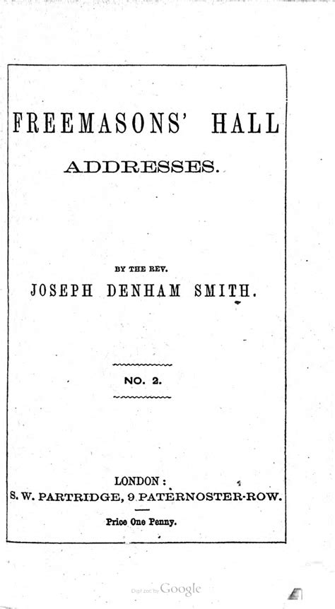 Freemasons Hall Addresses Joseph Denham Smith People Home Plymouth Brethren Archive
