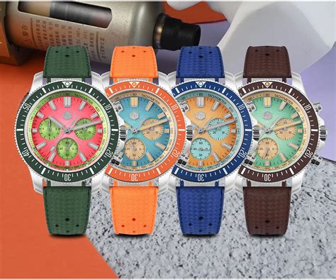 San Martin 40mm Chronograph Watch Peacock Sl 4801 Automatic Movement