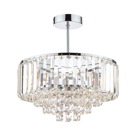 Laura Ashley Vienna 3 Light Semi Flush Crystal And Polished Chrome