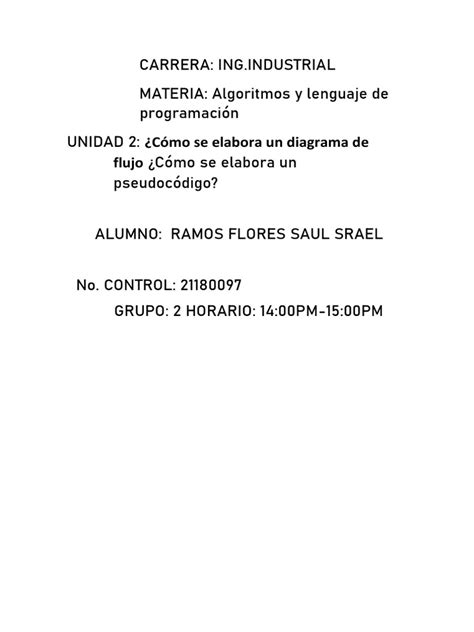 Diagrama De Flujo Y Pseudocódigo Pdf