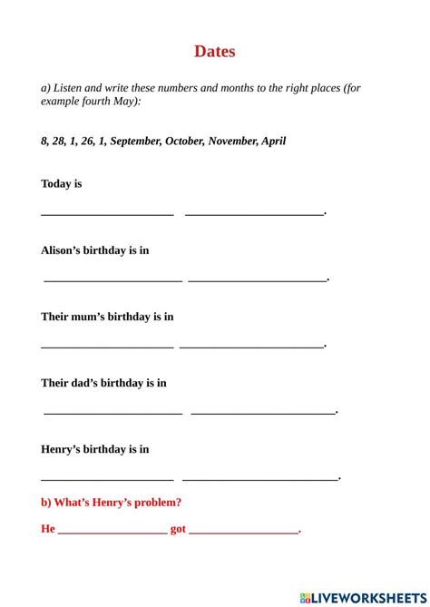 Dates 2161832 Sedlja Live Worksheets