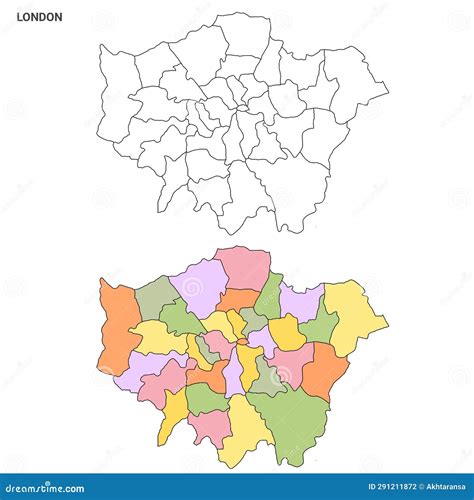 Greater London Administrative Map Set Blank Counties Or Boroughs