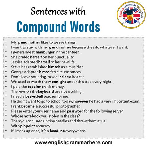 Sentences With Compound Words Compound Words In A Sentence In English